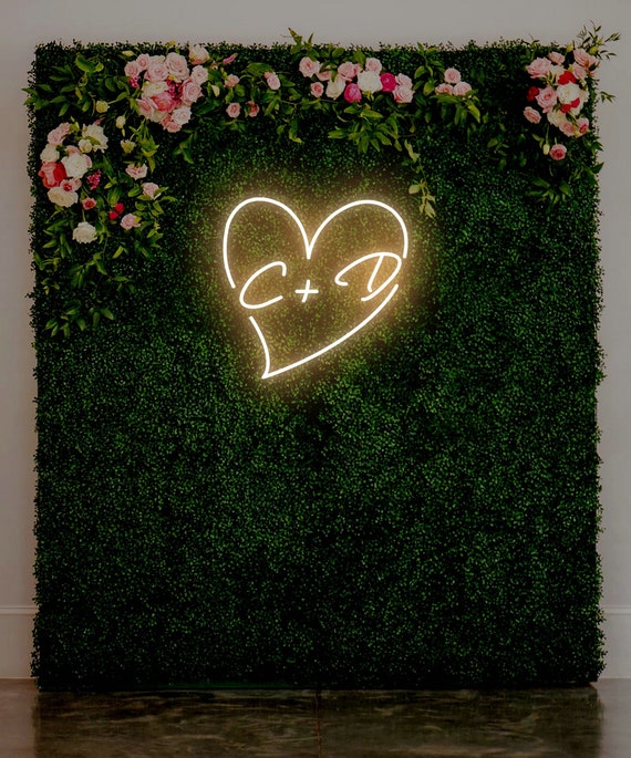 Custom Initial Neon Sign Custom Wedding Heart With Initials - Etsy