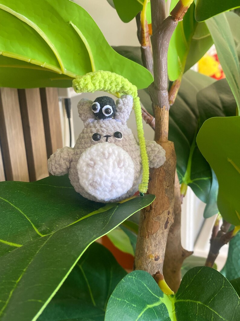 Crochet Amigurumi Totoro With Soot Sprite Keychain: Handmade Plush ...