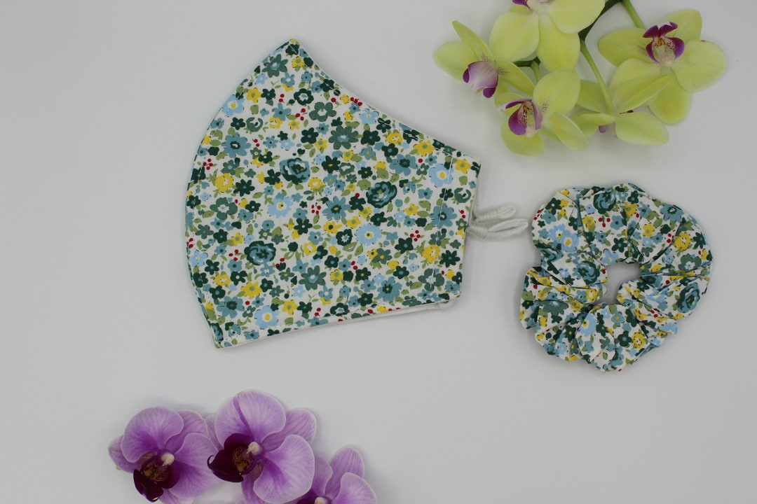 Floral Face Mask and Scrunchie Set: Handmade 100% Cotton - Etsy