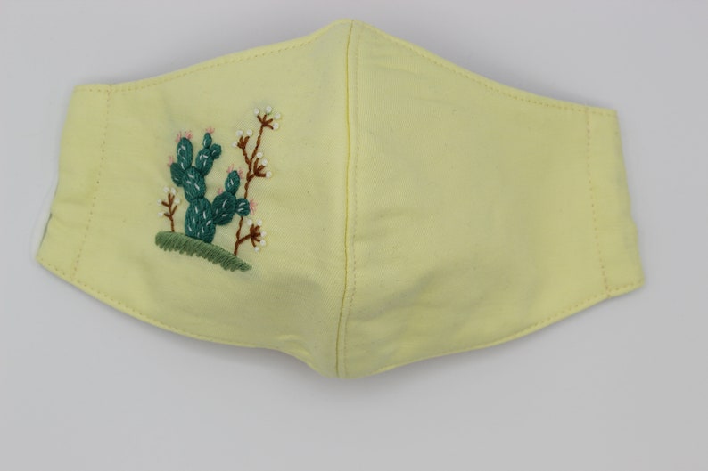Unique Cactus Hand Embroidered Linen Face Mask Washable - Etsy
