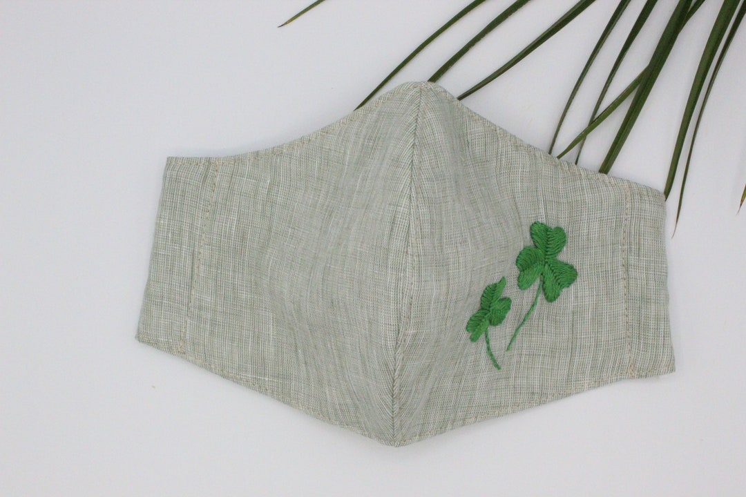 Embroidered Shamrock Face Mask: Lucky Irish Cotton Mask - Etsy