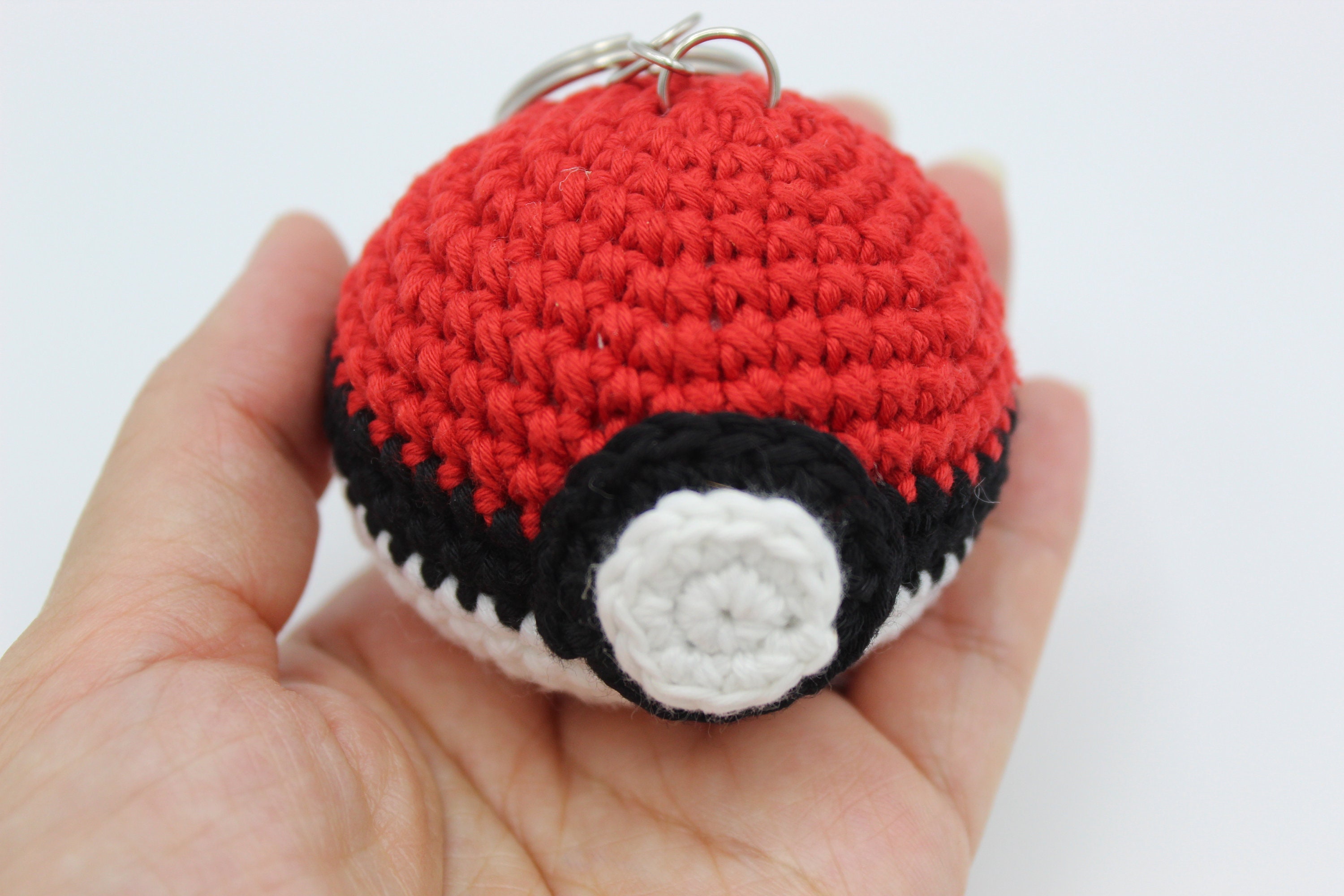 Red Pokeball Keychain Pokémon Ball Amigurumi Crochet - Etsy