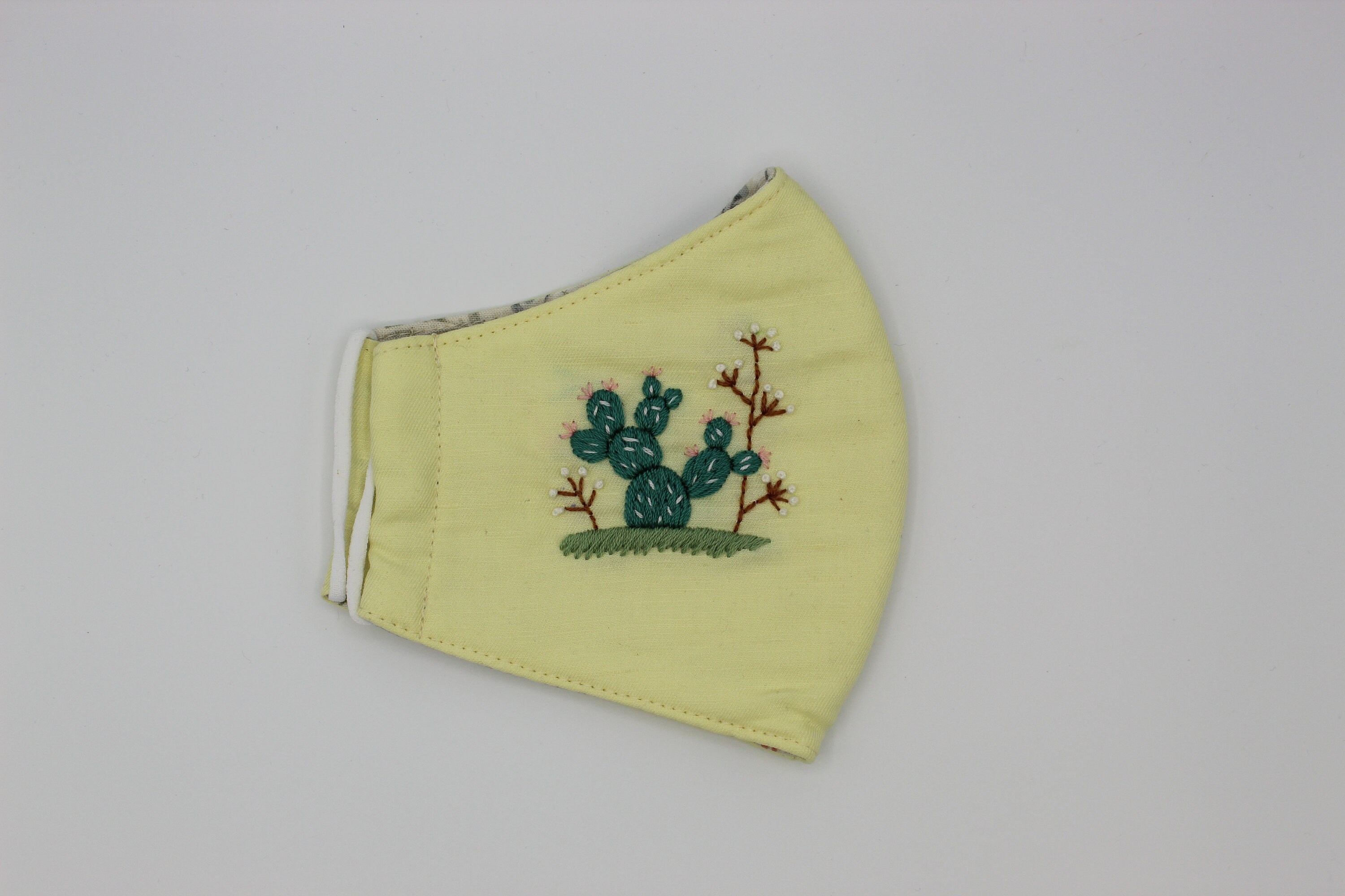 Unique Cactus Hand Embroidered Linen Face Mask Washable - Etsy
