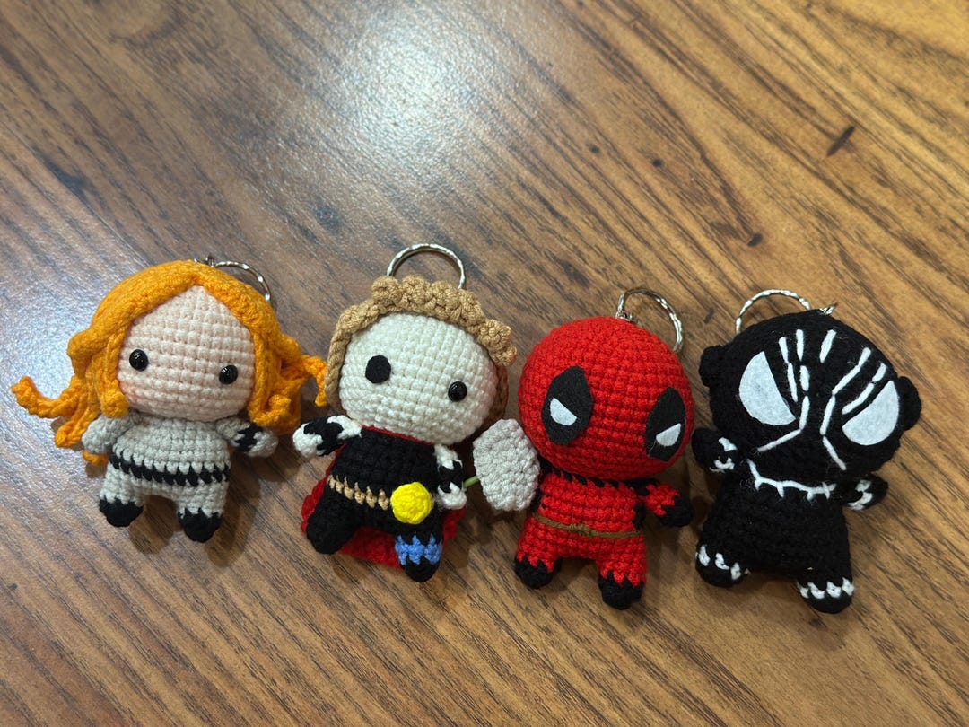 Handmade Marvel Superhero Thor, Deadpool, Black Widow Keychain, Pokémon ...