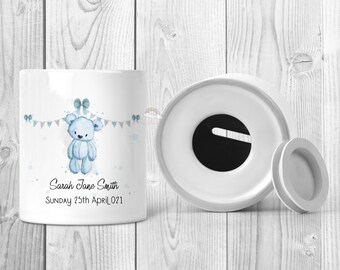 Personalised Baby Money Box. New Baby Gift. Christening Present. Baby ...