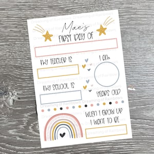 Rainbow Back to School Editable Board Rainbow First Day of - Etsy