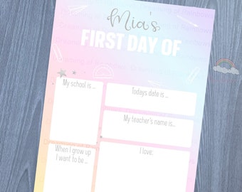 Rainbow Back to School Editable Board Rainbow First Day of | Etsy UK