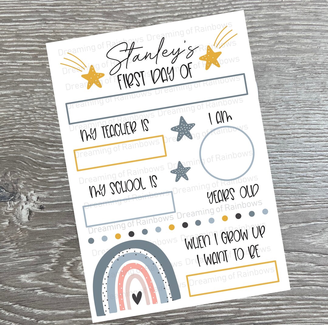 Rainbow Back to School Editable Board Rainbow First Day of School ...