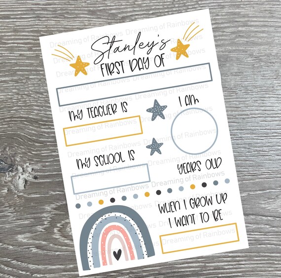 Rainbow Back to School Editable Board Rainbow First Day of | Etsy