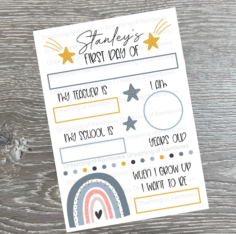 Rainbow Back to School Editable Board Rainbow First Day of | Etsy