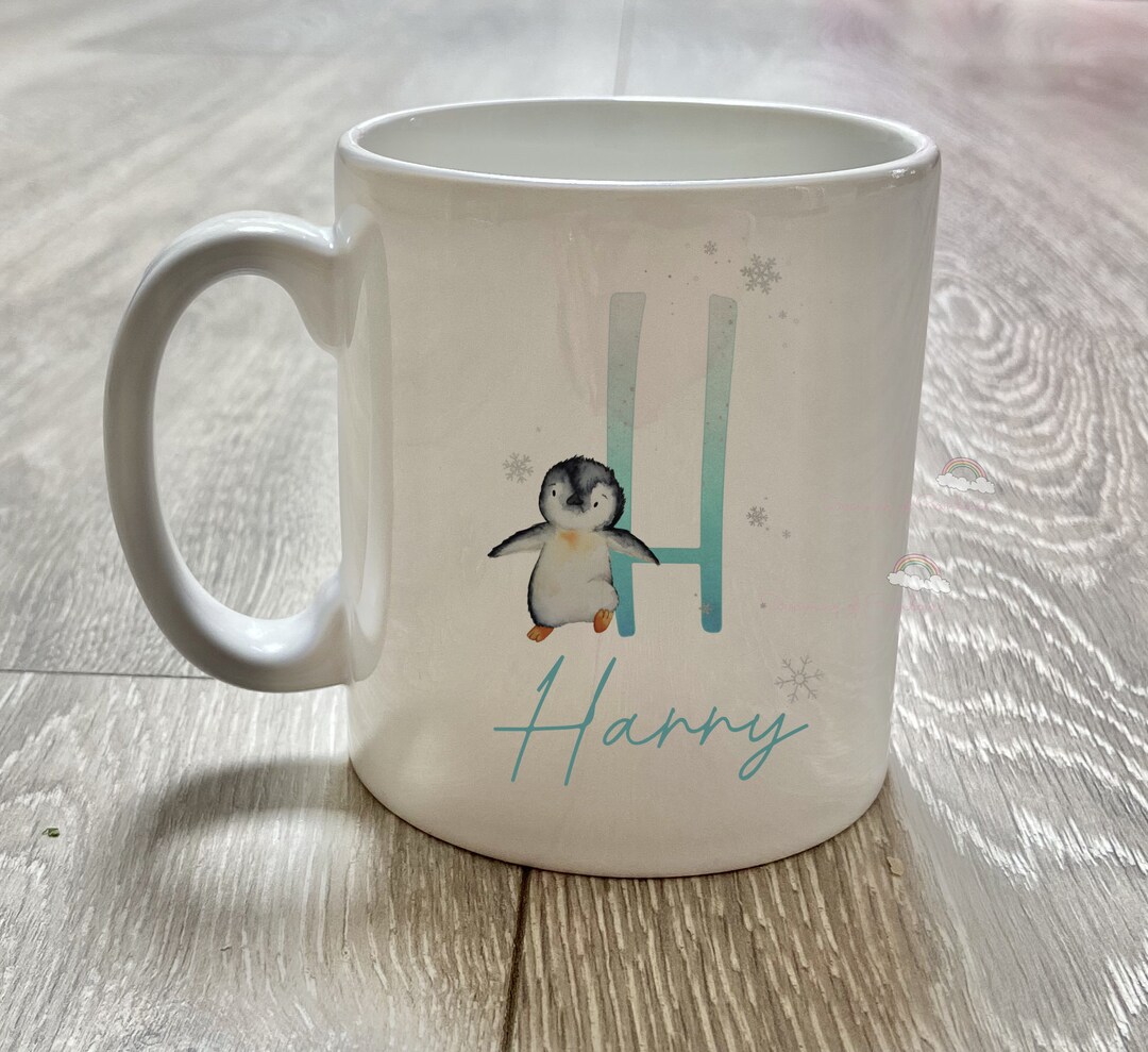 Personalised Penguin Christmas Mug | Blue Penguin Mug | Christmas Eve ...
