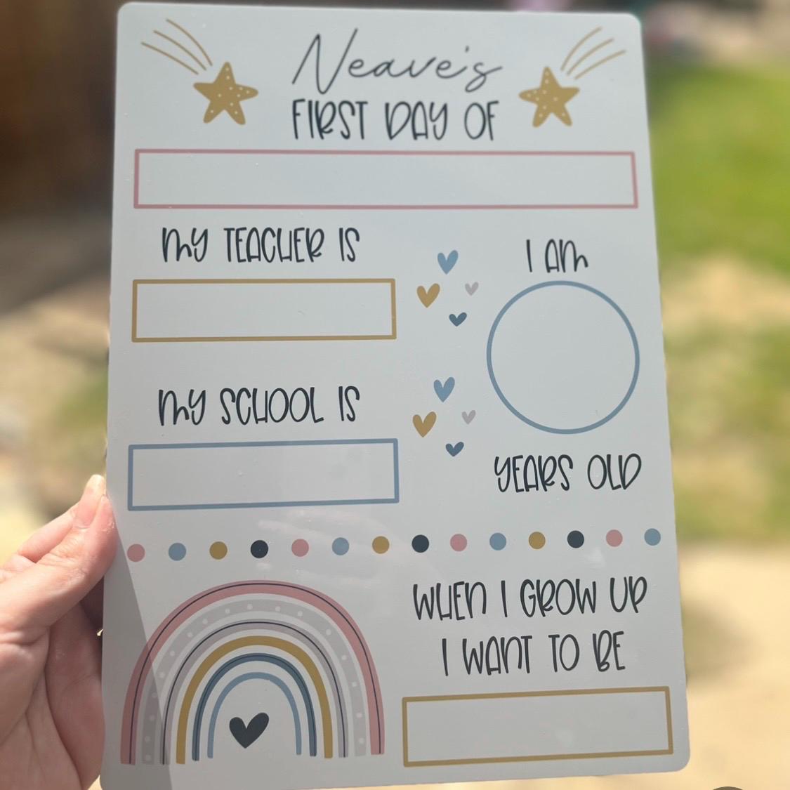Rainbow Back to School Editable Board | Rainbow First Day of School ...