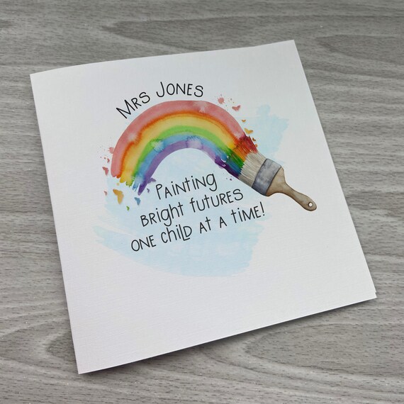 Teacher Gift Rainbow Card Teacher Thank You Headteacher | Etsy