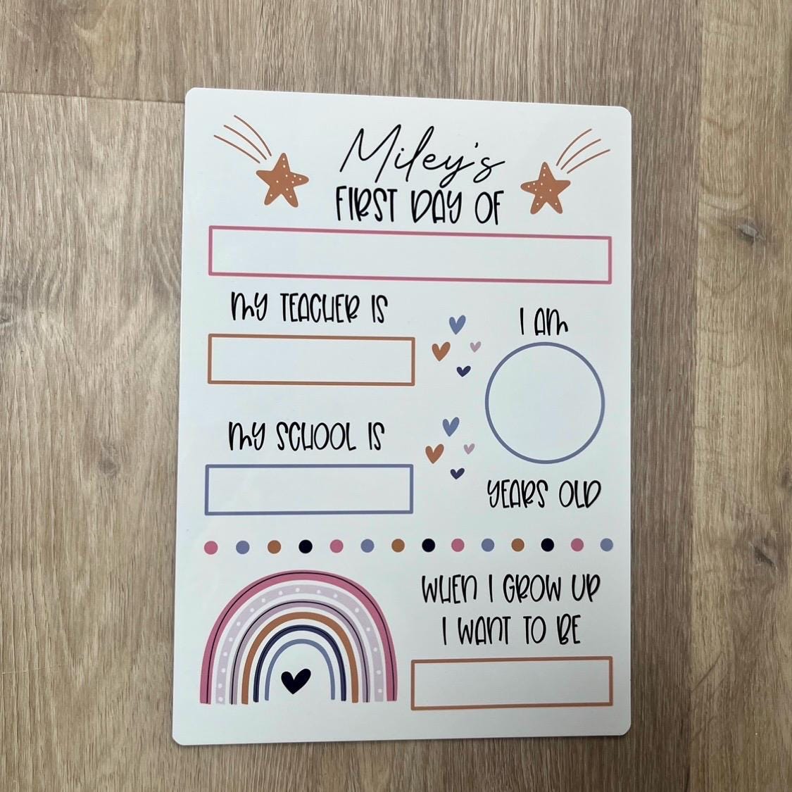 Rainbow Back to School Editable Board | Rainbow First Day of School ...
