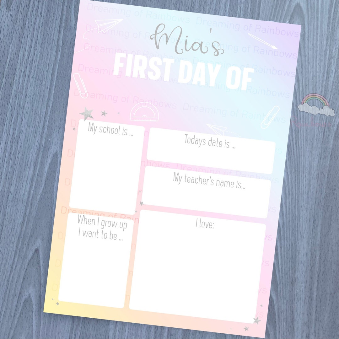 Rainbow Back to School Editable Board Rainbow First Day of - Etsy