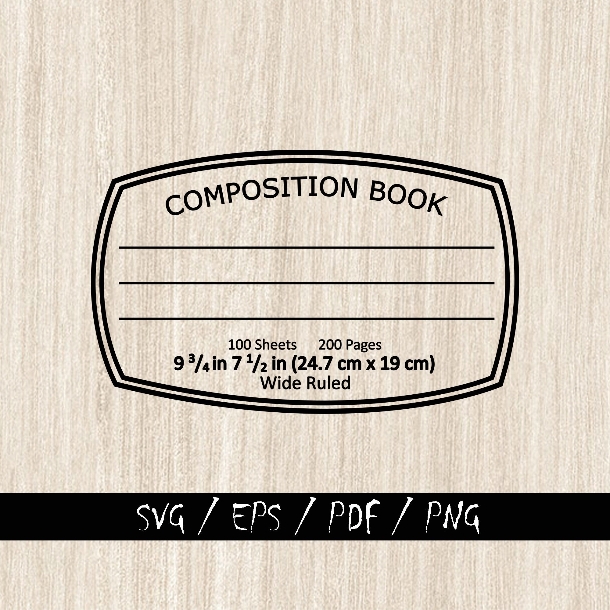 Composition Book Design Svg/book Sticker Vinyl/book Cover - Etsy