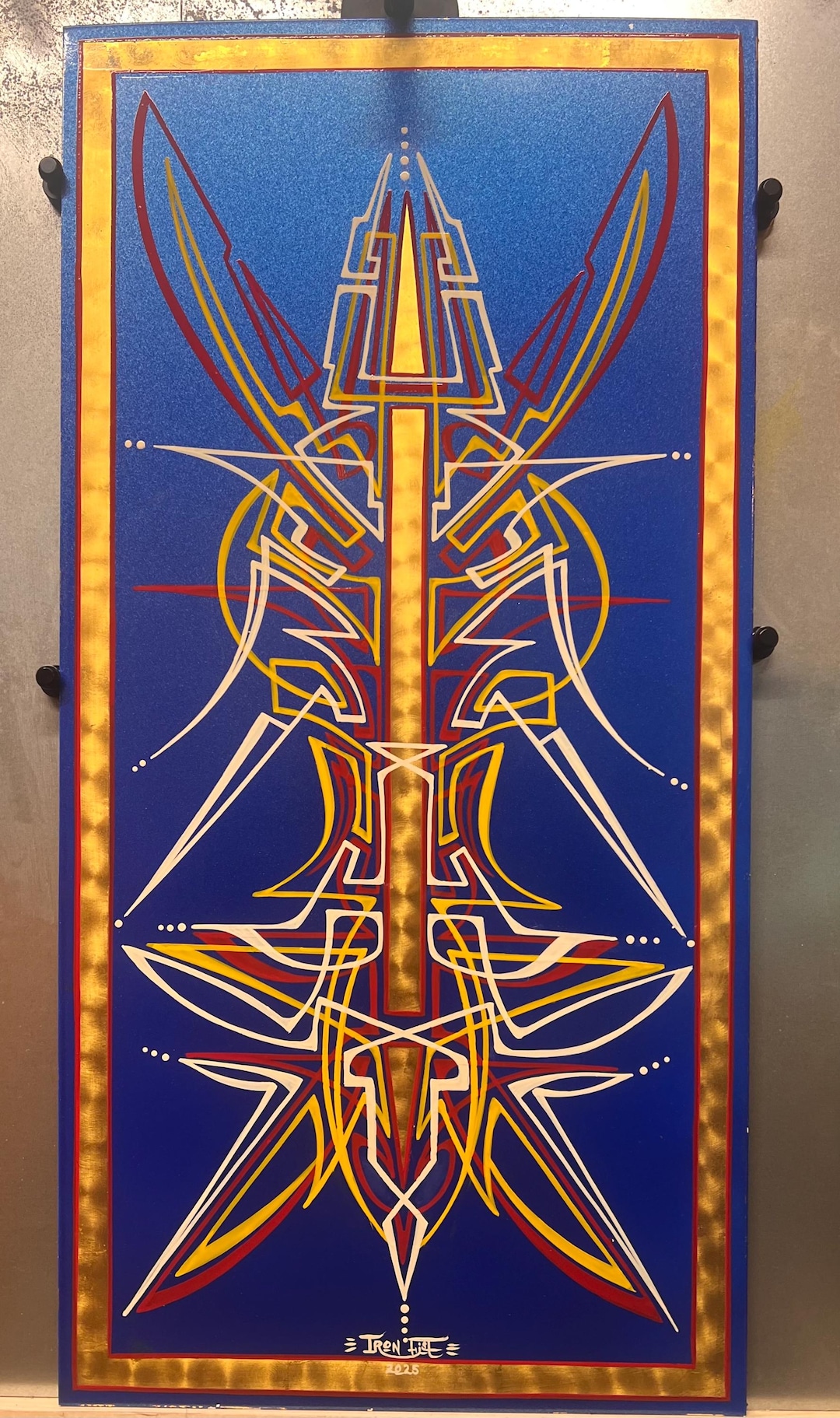 Pinstriped 23ct Gold and Blue ACM Panel - Etsy