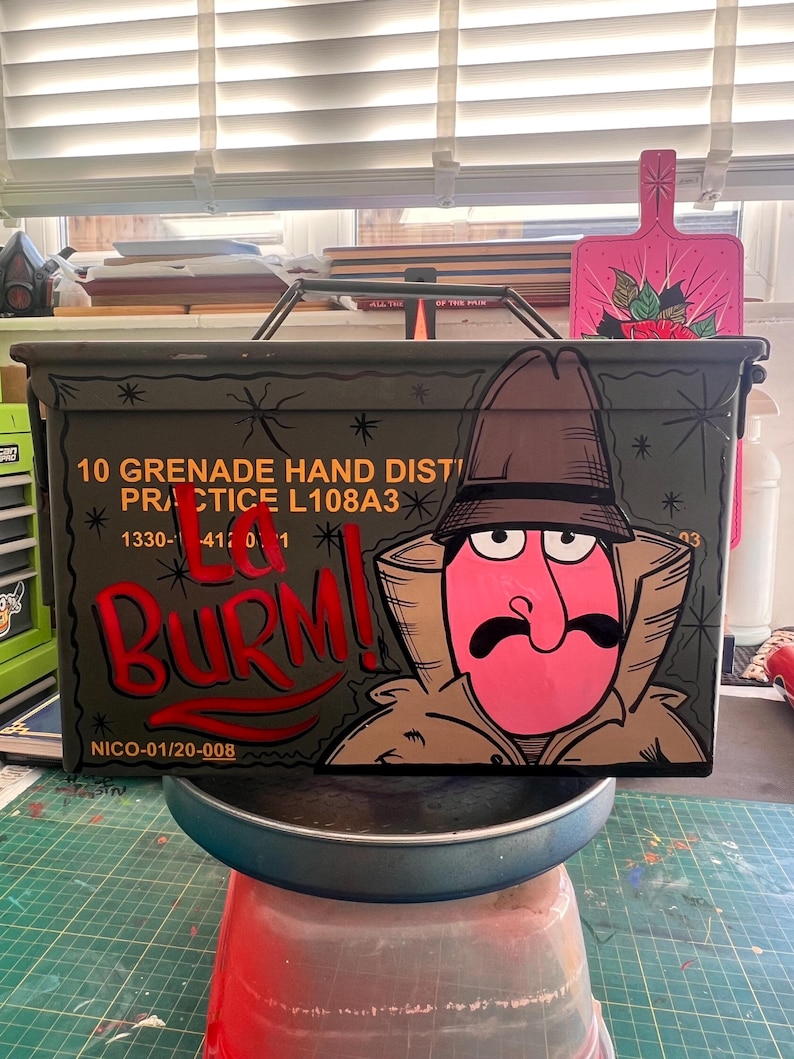 Hand Painted Pyrotechnics Ammo Box ‘inspector Cleouseau’ Pink Panther ...