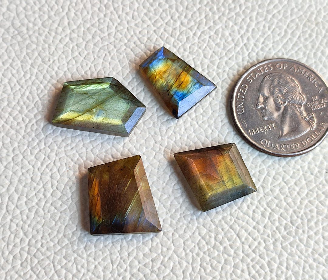 4pcs Natural Labradorite Step Cut Loose Gemstone Lot Labradorite| Loose ...
