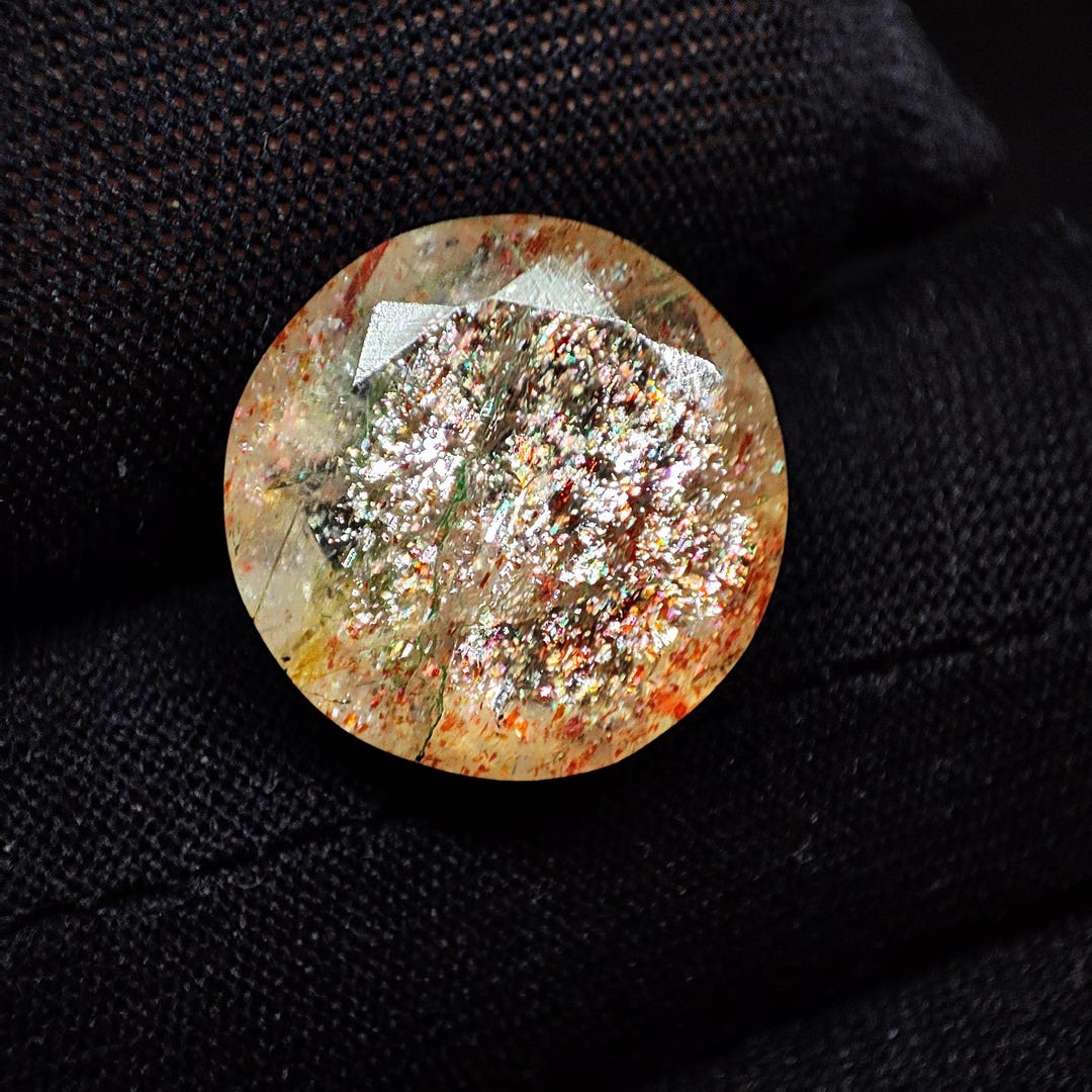 9.85cts Big Round Confetti Sunstone Cut Stone Rainbow Confetti Sunstone ...