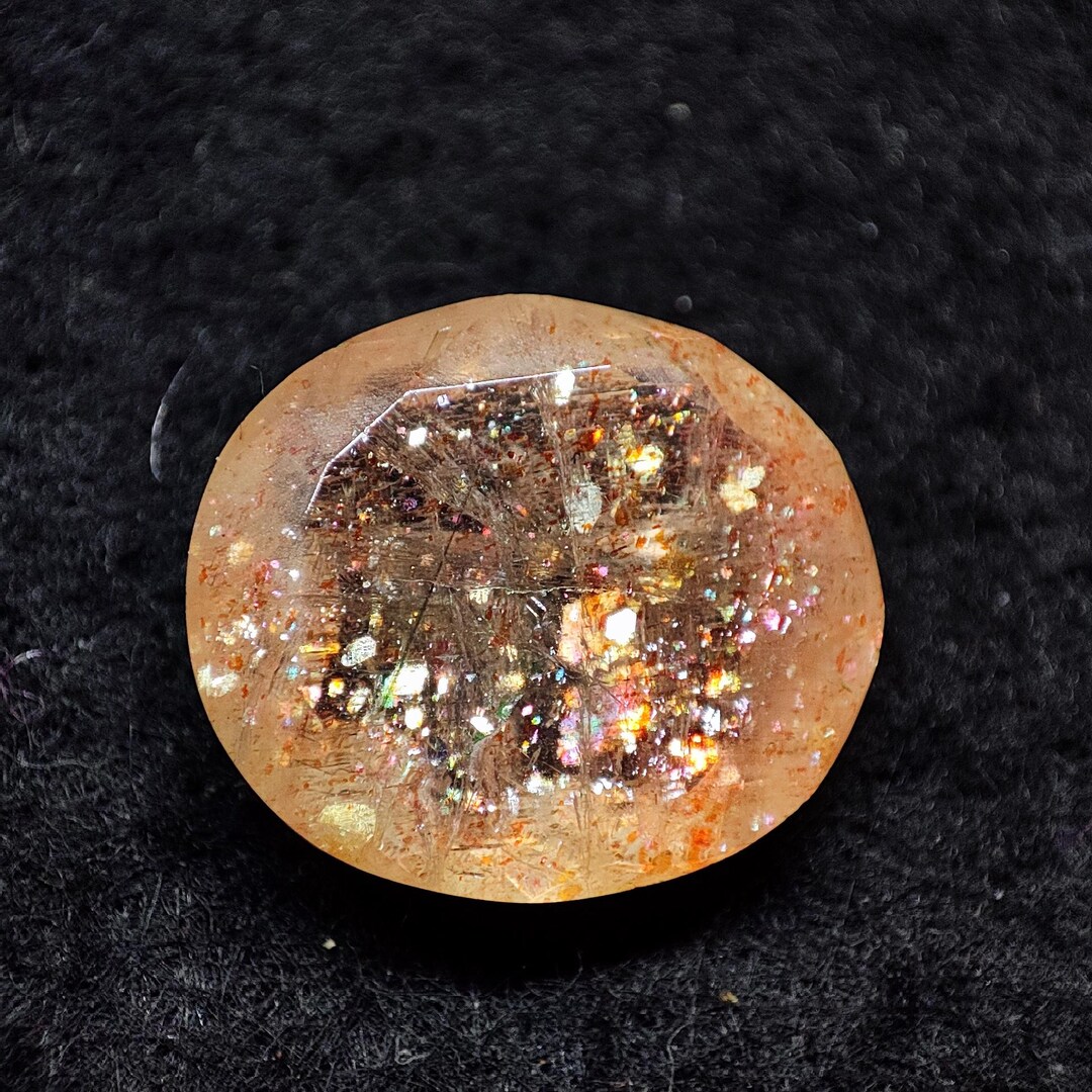 7cts Big Oval Confetti Sunstone Cut Stone Rainbow Confetti Sunstone ...