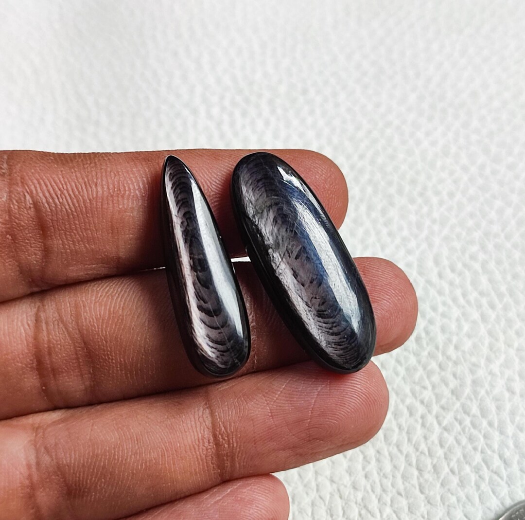 02pcs Beautiful Natural Hypersthene Cabochon Gemstone| Amazing Fire ...