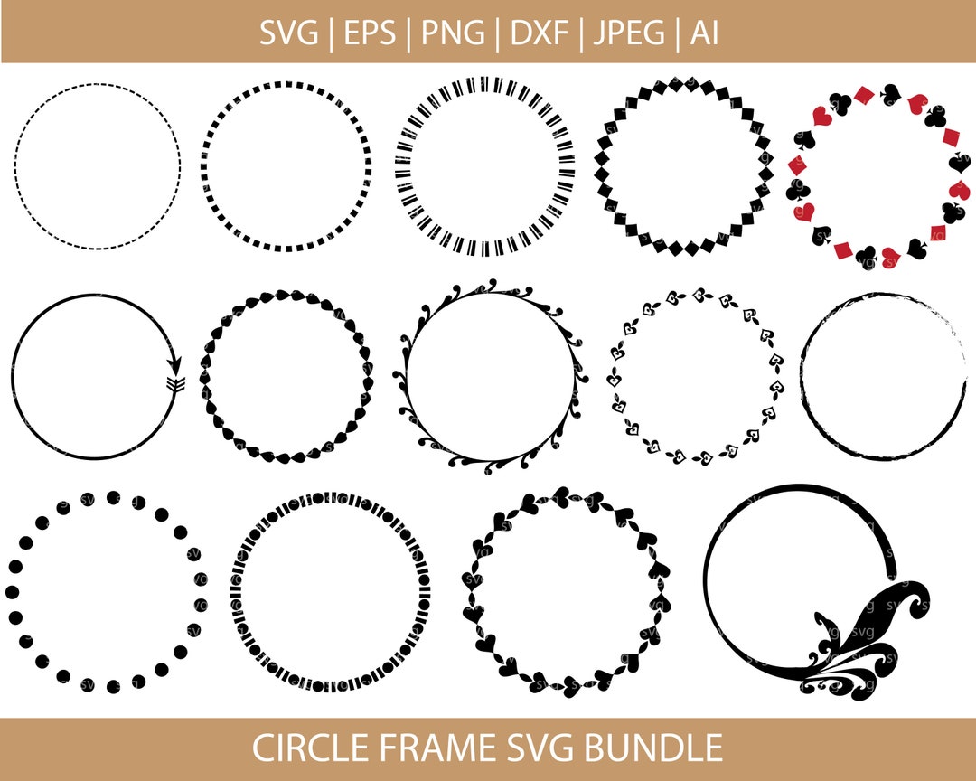 Dotted Circle Frames SVG Bundle, Circle Frame Clipart, Circle Svg ...