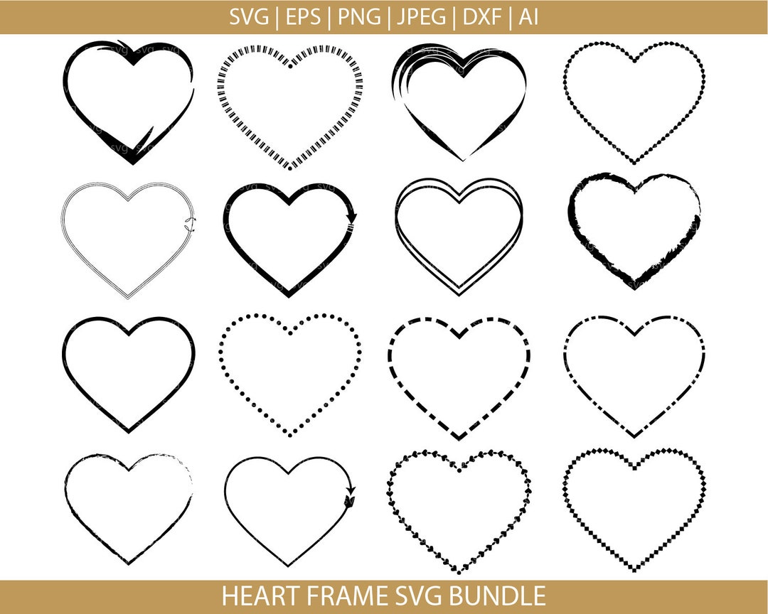 Heart Frame svg bundle Heart svg cut file Heart frame - Etsy México