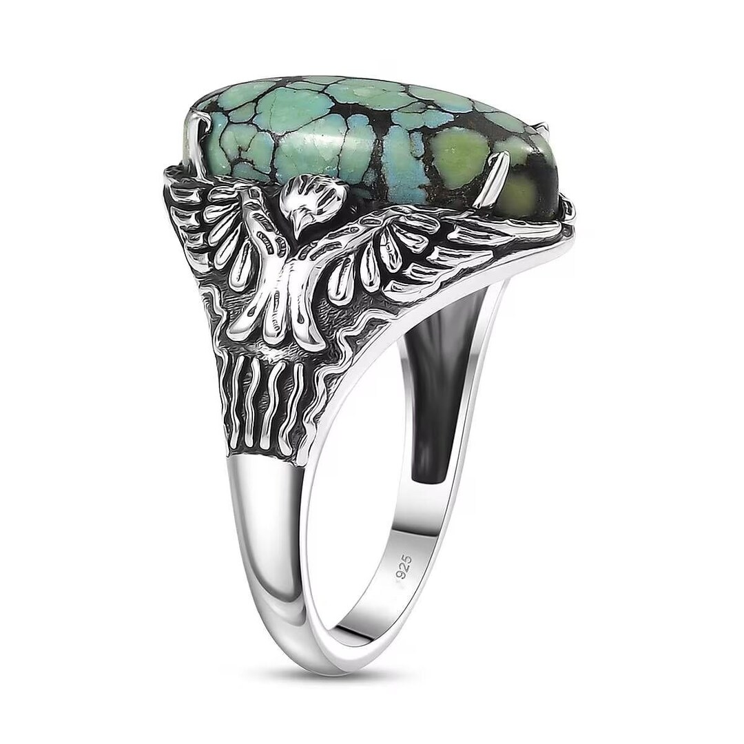 Men's Turquoise Thunderbird Phoenix Ring, Natural Turquoise Gemstone ...