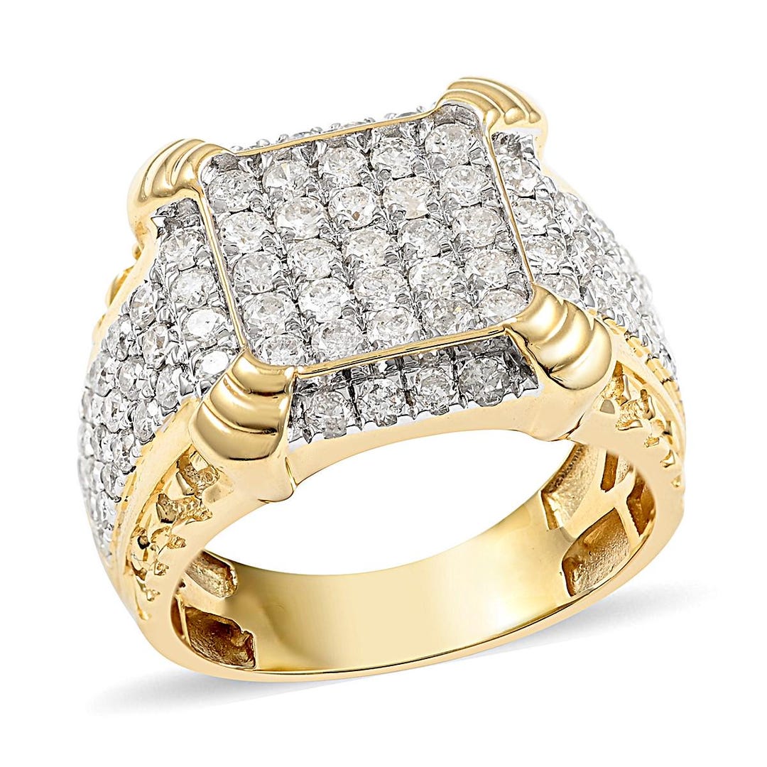Mens Iced Out Ring, Gold Diamond Cz Ring, Mens Designer Big Ring ...