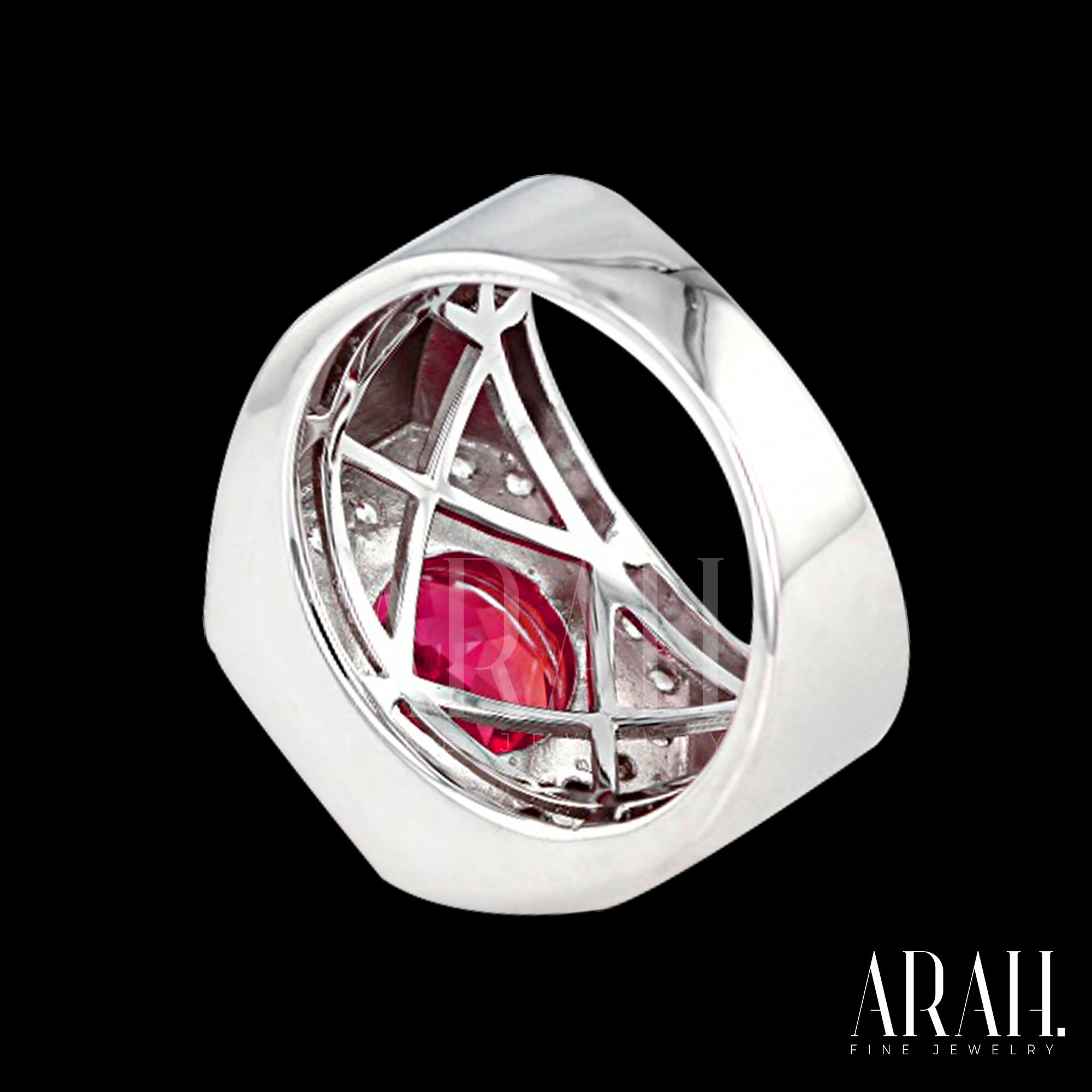 Mens Ruby Ring Round Ruby Signet Ring Ruby Signet Ring Red | Etsy