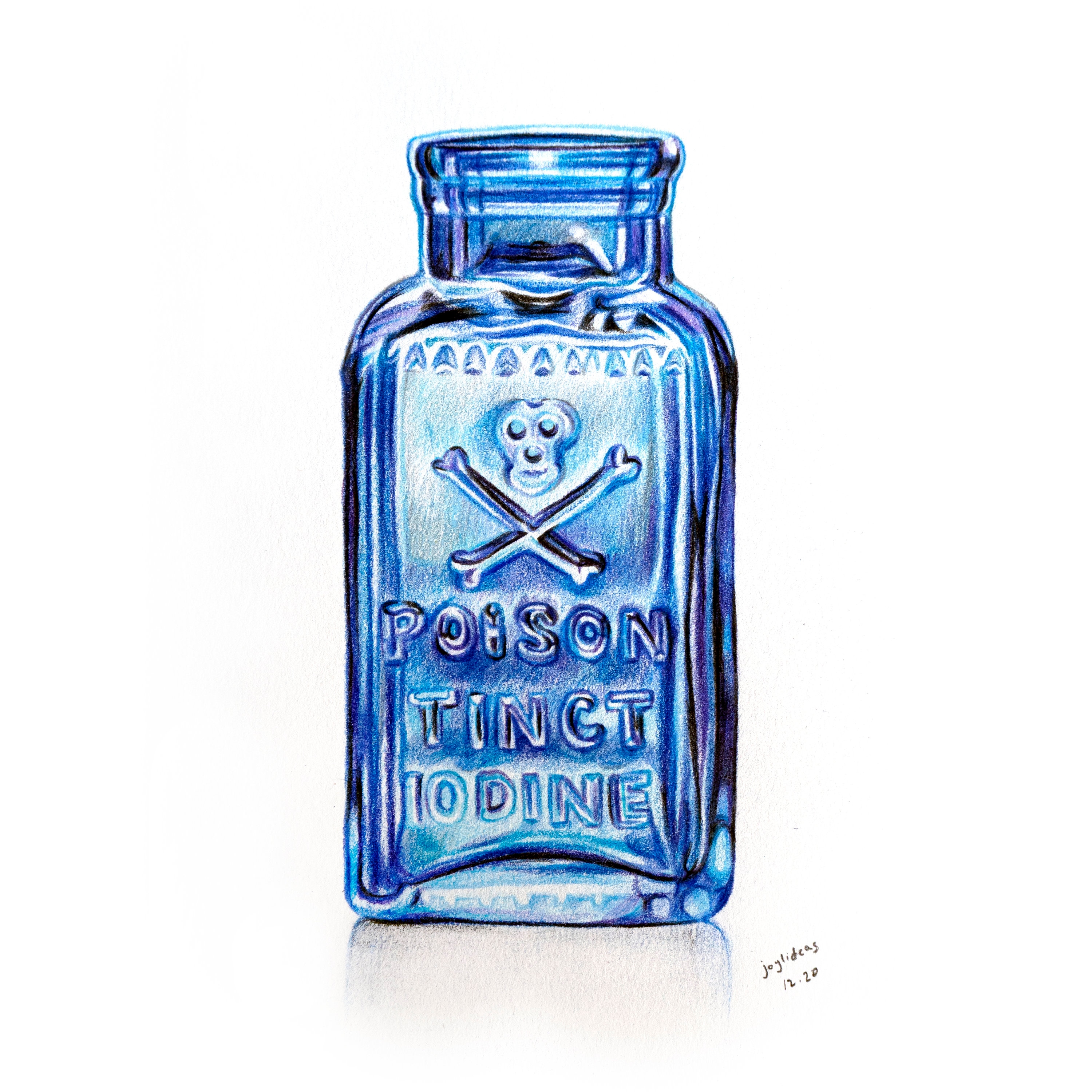 Art Print: Antique Rare Vintage Poison Iodine Cobalt Blue Glass Bottle ...