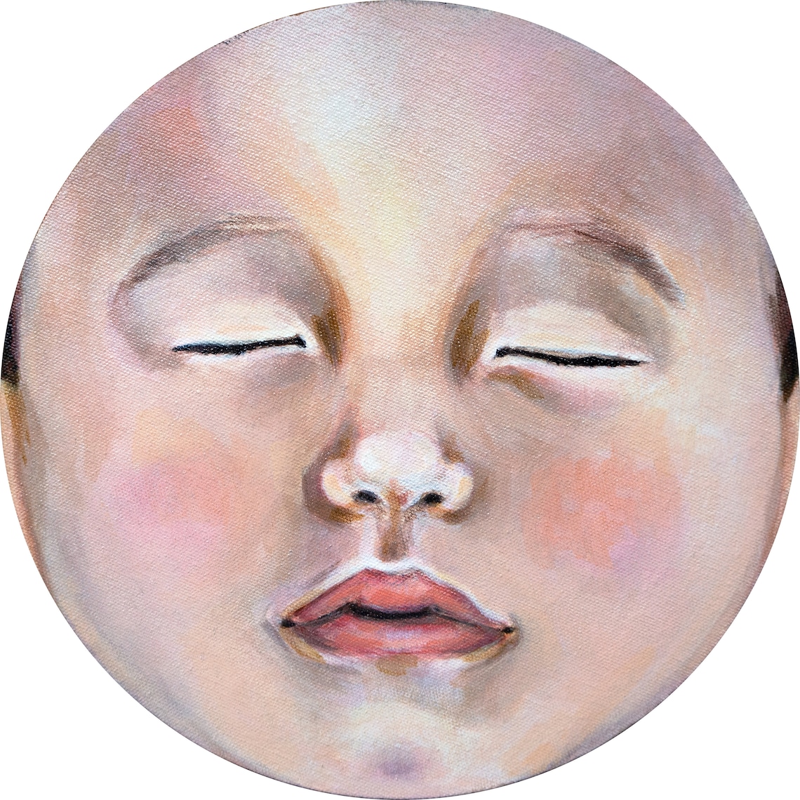 Art Print: Cute Asian Baby Round Moon Face Sleeping Crying | Etsy