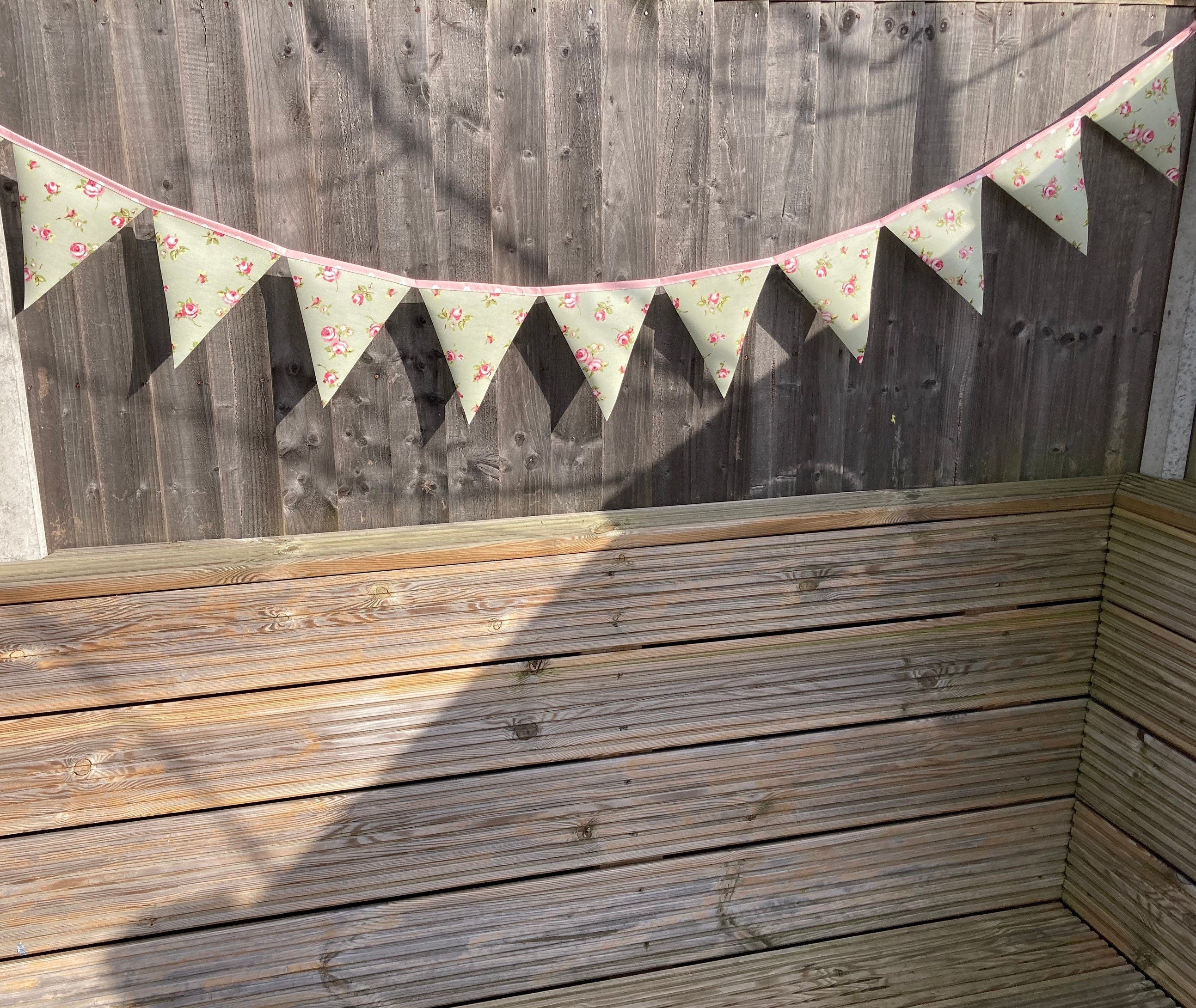 Floral Bunting/ Sage Green Bunting/ Garden Bunting/ Waterproof - Etsy UK