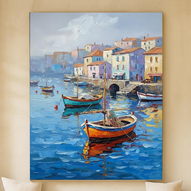 Calm Harbor Painting - Etsy