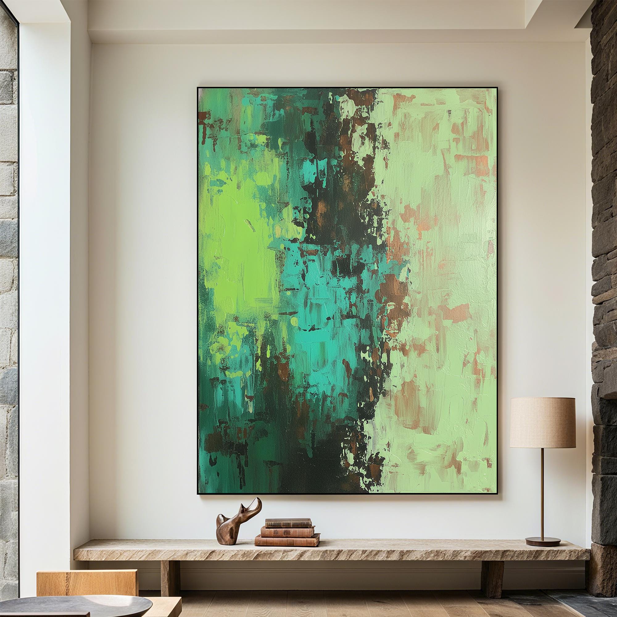 Original Green Earth Abstract Textured Oil Painting,hand Painted Modern ...