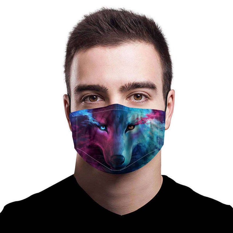 Wolf Face Mask Washable Face Mask Fashion Cool Face Mask | Etsy