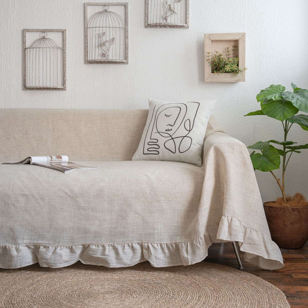 Sofa Throw Blanket, Beige Couch Throw, Bohemian Knitted Blanket,throw ...