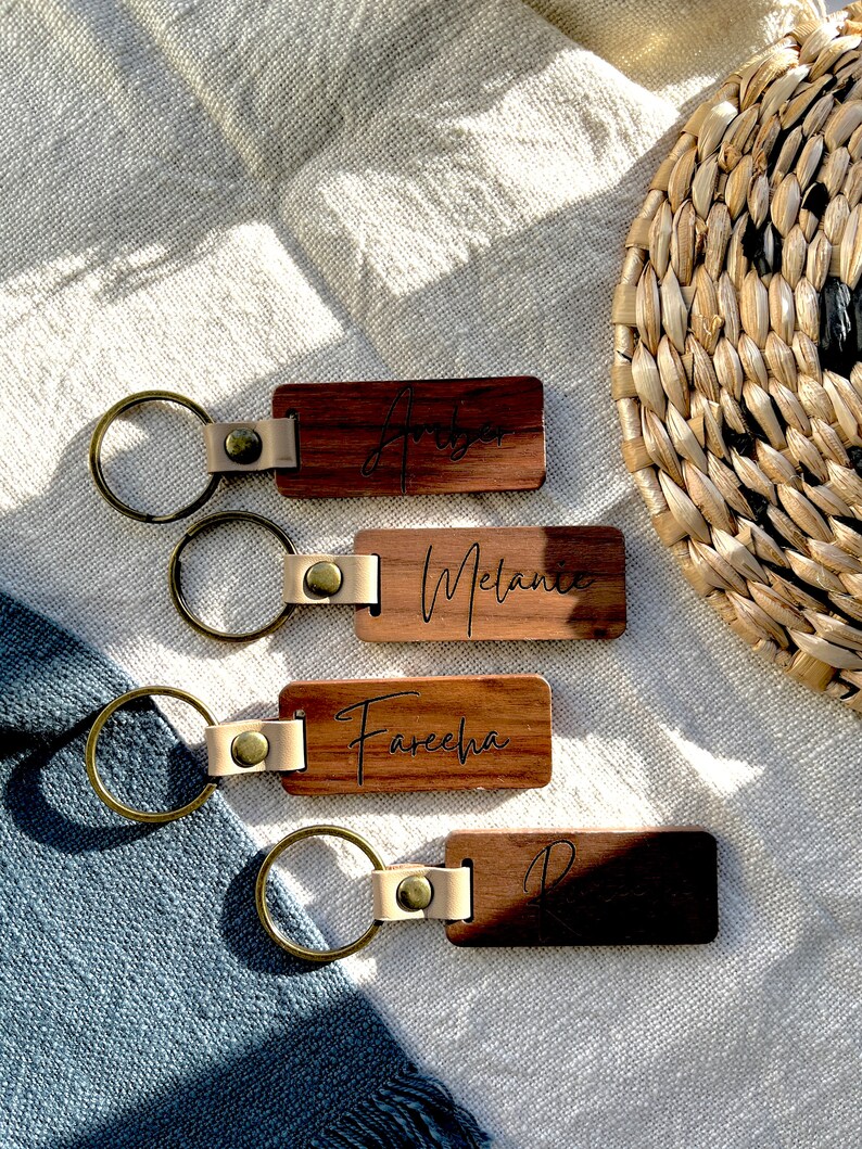 Wooden Keychain, Keychain With Name, Personalised Wooden Keychain ...