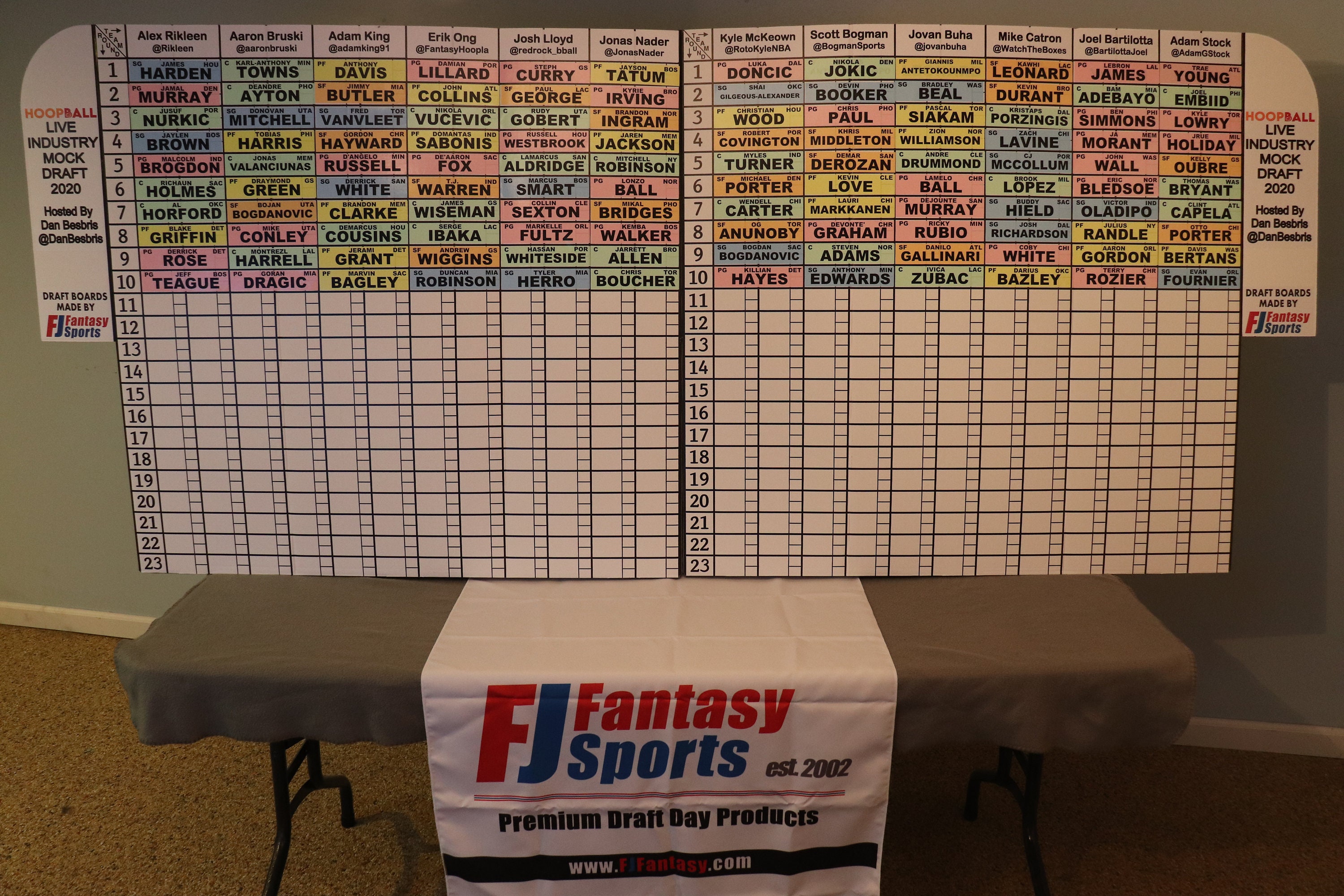 Homemade Fantasy Football Draft Board