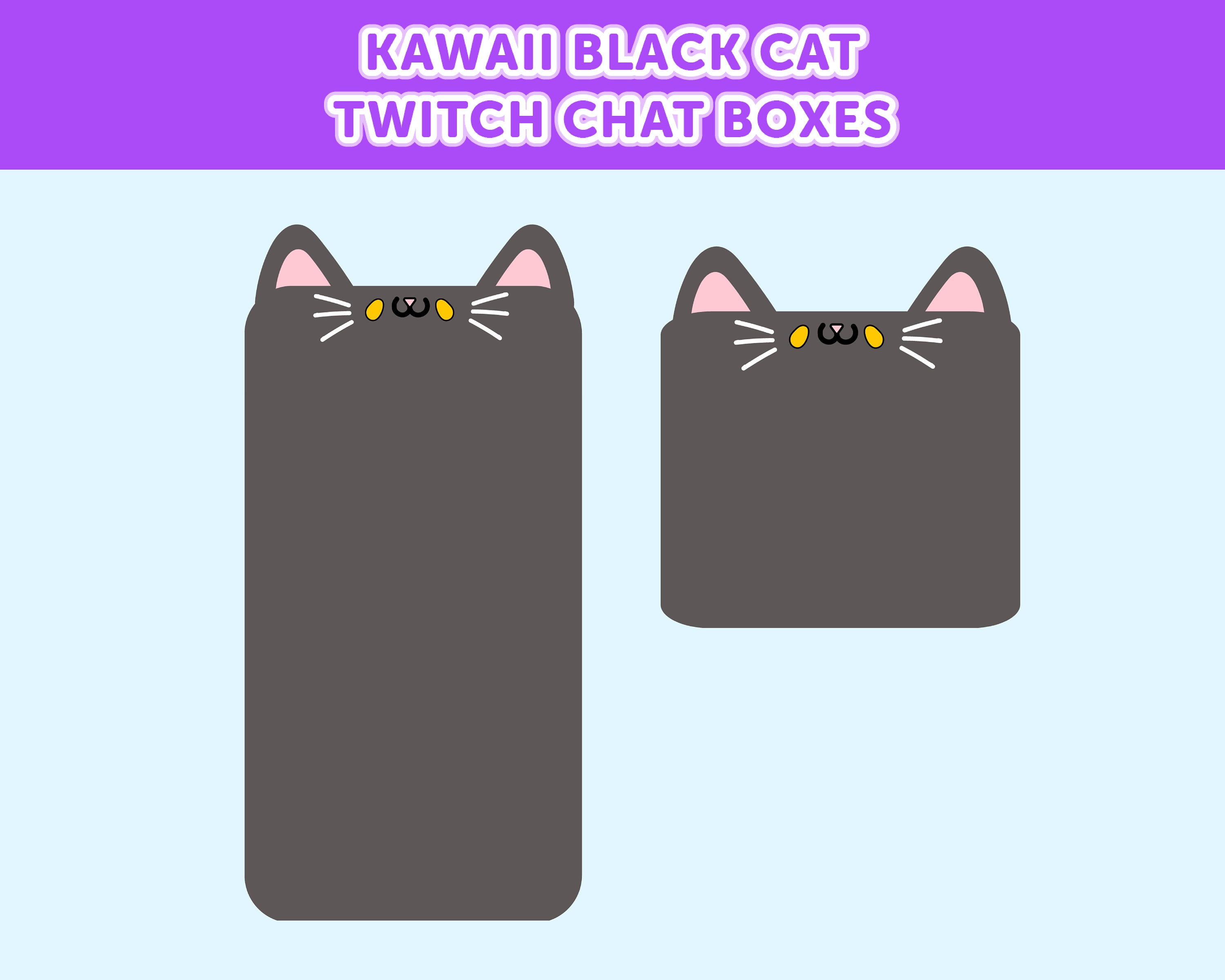 Twitch Overlay Package | Kawaii Black Cat Theme |chat Box, Panel, Alert ...