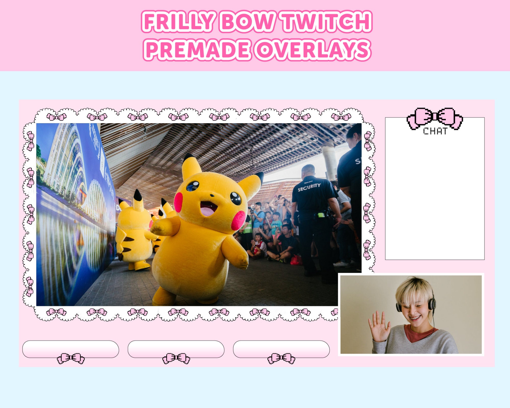 Lace Bow Twitch Premade Overlay | Kawaii Overlays for Gaming Stream ...