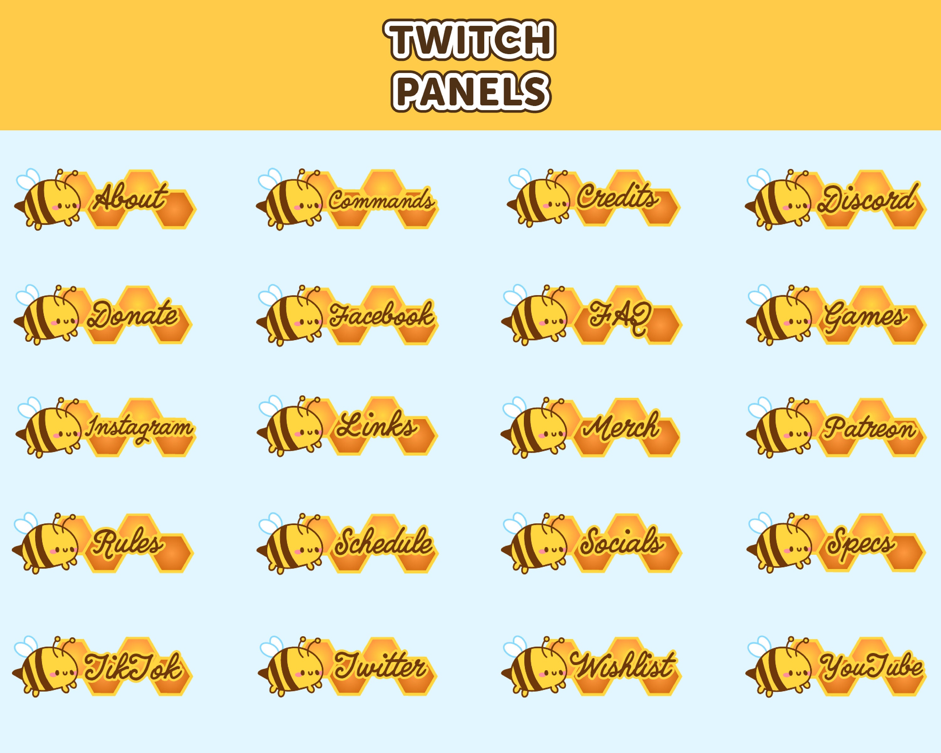 Twitch Overlay Package | Kawaii Honey Bee Theme | Chat Box, Labels ...