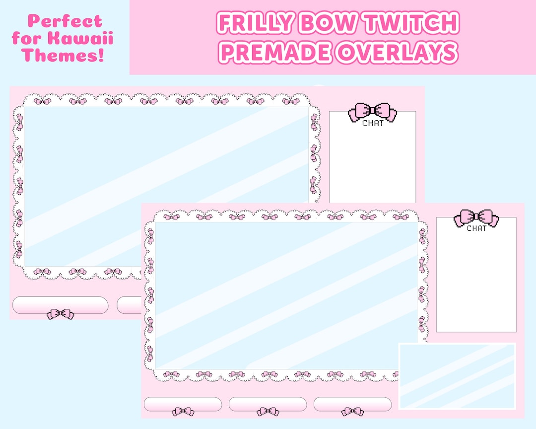 Lace Bow Twitch Premade Overlay | Kawaii Overlays for Gaming Stream ...