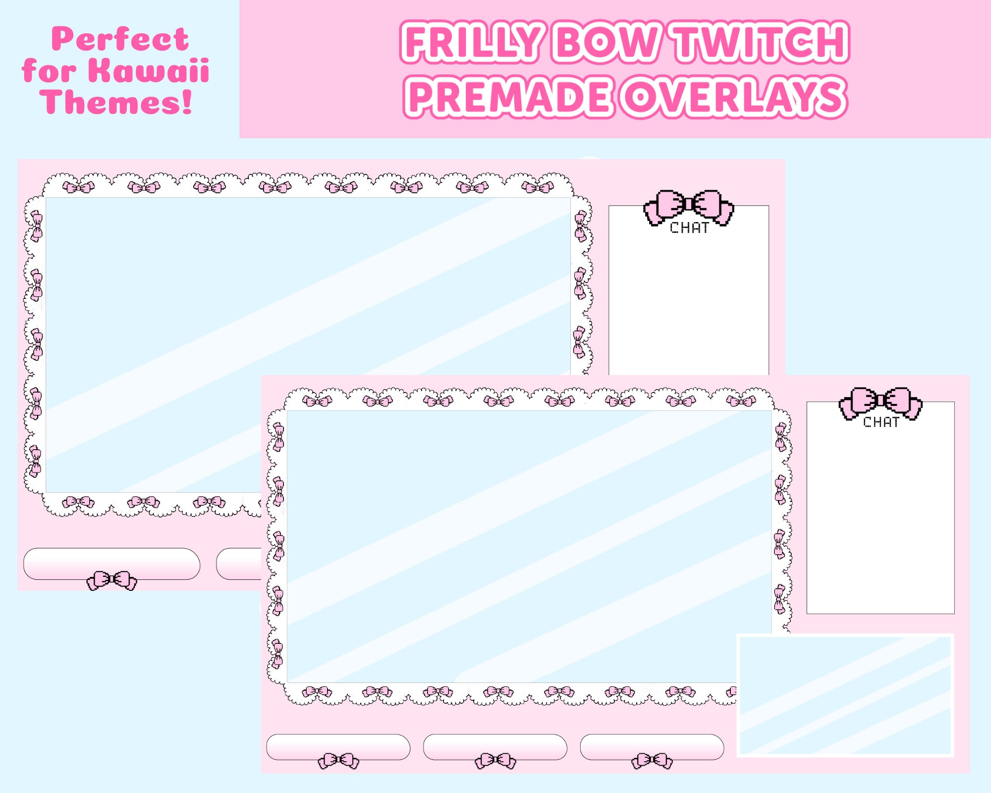 Lace Bow Twitch Premade Overlay | Kawaii Overlays for Gaming Stream ...