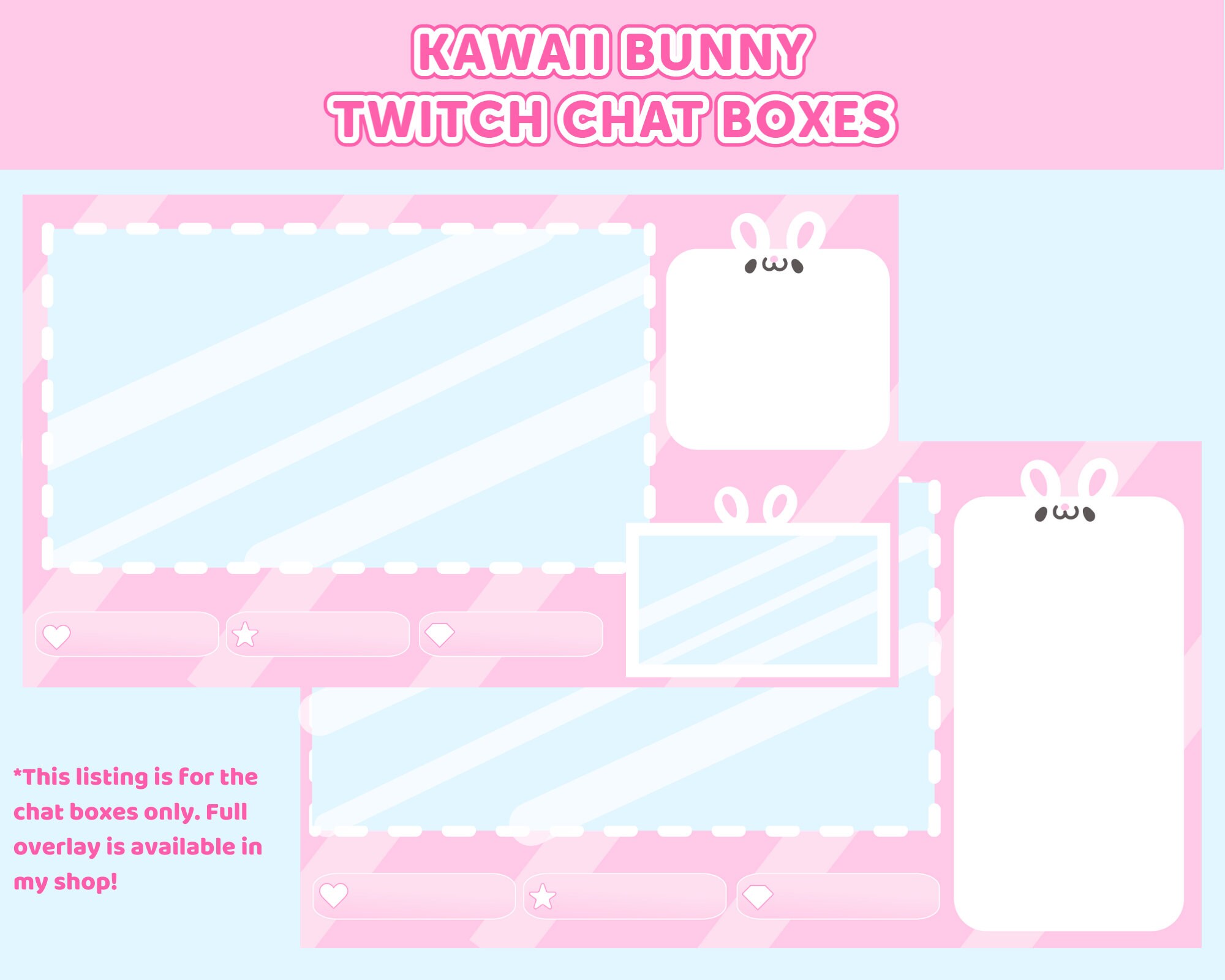 Kawaii Bunny Rabbit Chat Boxes para Twitch Gaming Stream / Frilly ...