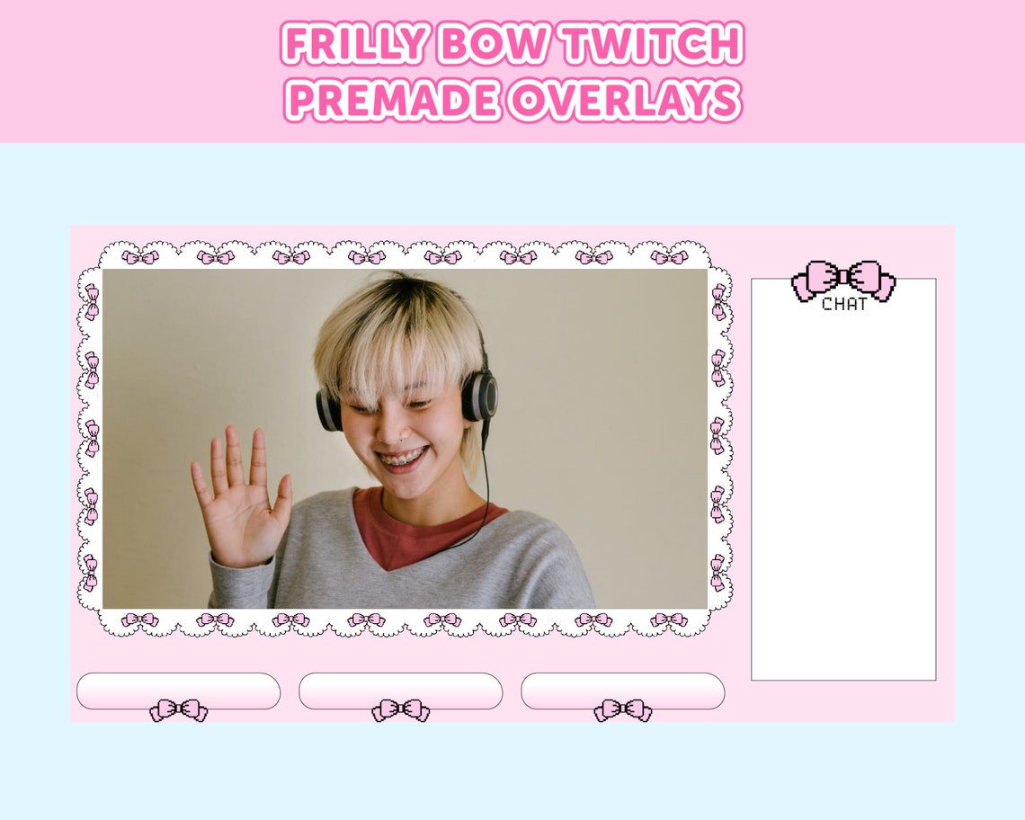 Lace Bow Twitch Premade Overlay | Kawaii Overlays for Gaming Stream ...