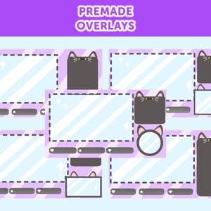 Twitch Overlay Package | Kawaii Black Cat Theme |chat Box, Panel, Alert ...