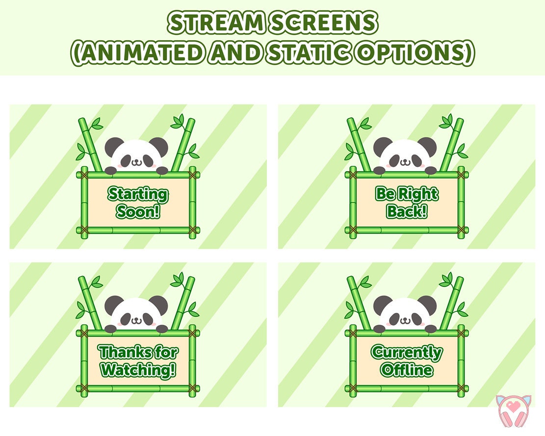 Twitch Overlay Package | Kawaii Panda Theme | Chat Box, Panel, Alert ...