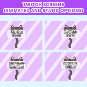 Twitch Overlay Package | Kawaii Black Cat Theme |chat Box, Panel, Alert ...